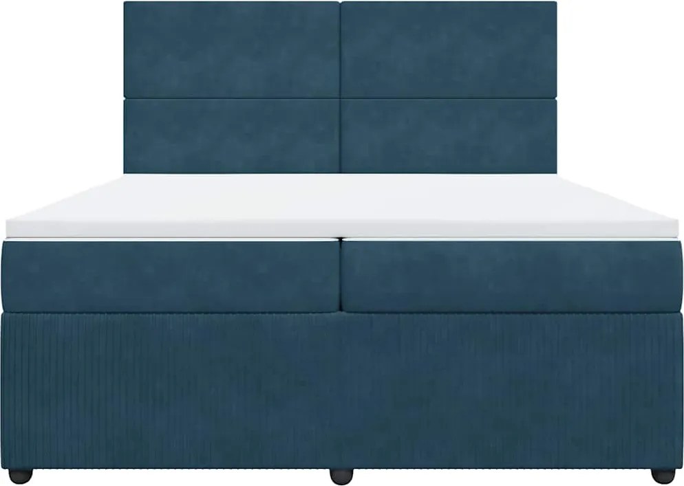 Box spring postel s matrací tmavě modrá 200x200 cm samet 3292428