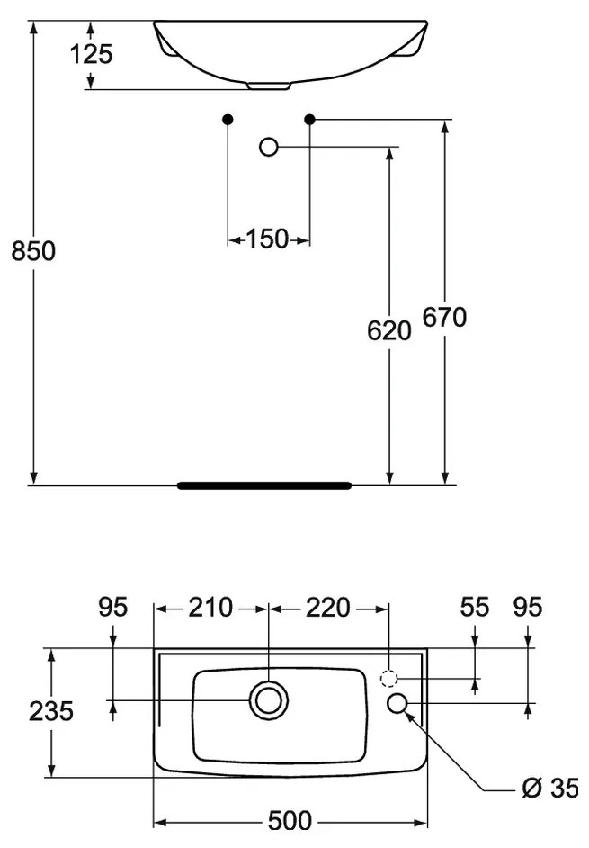 Vima 500 - Umývátko 50x23,5cm, bílé