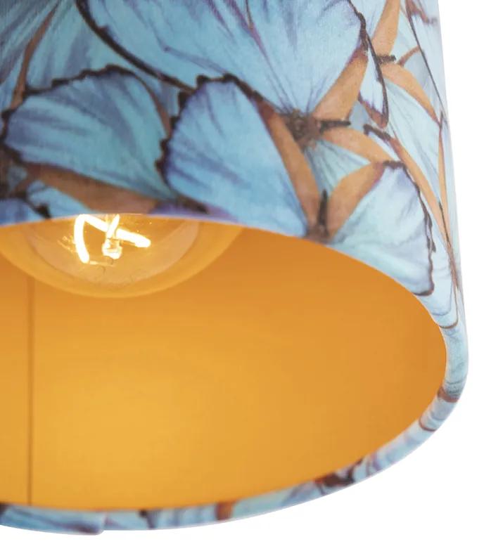 Stropní lampa s velurovými odstíny motýlů se zlatem 20 cm - černá Combi
