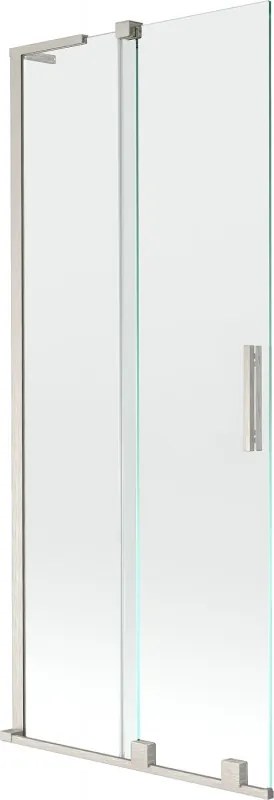 Mexen Velar L, 2-křídlová posuvná vanová zástěna 80 x 150 cm, 8mm čiré sklo, broušená ocel, 896-080-003-01-97
