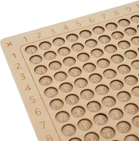 Dřevěná montessori hra výuka násobilky 12x12 Kruzzel 24639