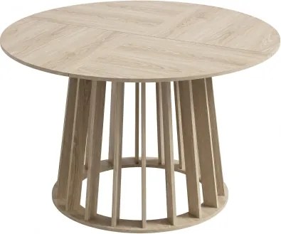HOMCOM Kulatý jídelní stůl pro 4–6 osob, Ø 120 x 75 cm, kuchyňský stůl s robustní lamelovou nohou, přírodní dřevo