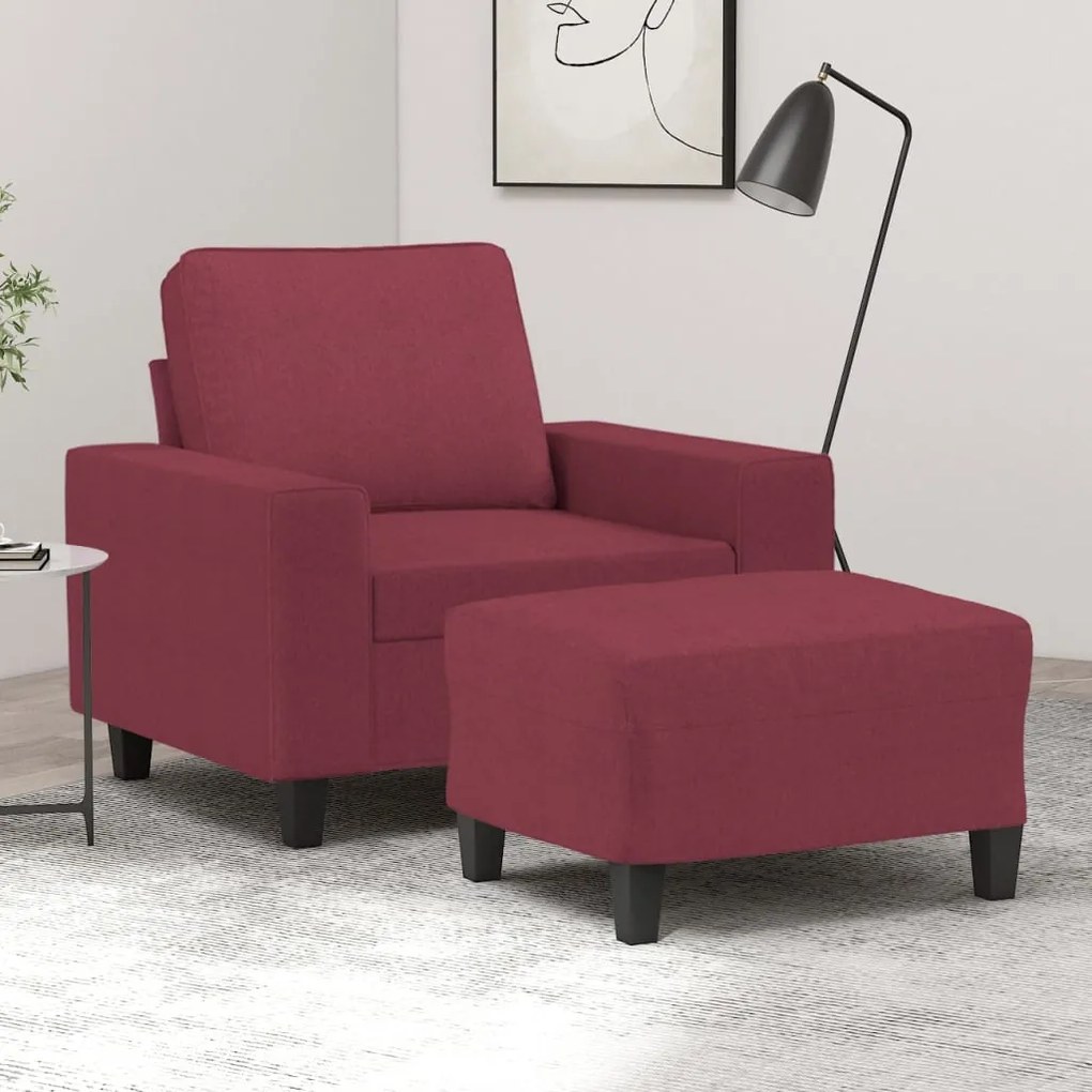 Křeslo s podnožkou vínové 60 cm textil 3201149