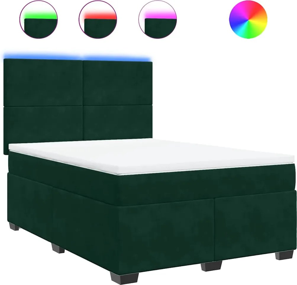 Box spring postel s matrací tmavě zelená 160x200 cm samet 3293251