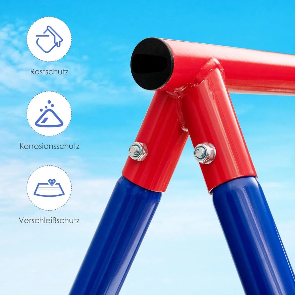Costway Robustní kovová houpačka Rám zahradní houpačka A-frame červená +, modrý