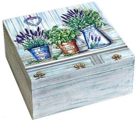Dřevěná krabička na čaj - vůně levandule