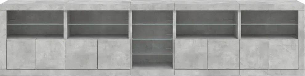 Příborník s LED osvětlením betonově šedý 283 x 37 x 67 cm 3209026