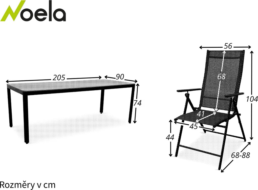 Noela Zahradní jídelní set Milano + 6x kovová židle Pia