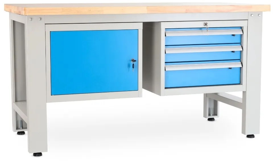 Dílenský stůl Solid OAK-13, 150 cm, 2 závěsné boxy, dub