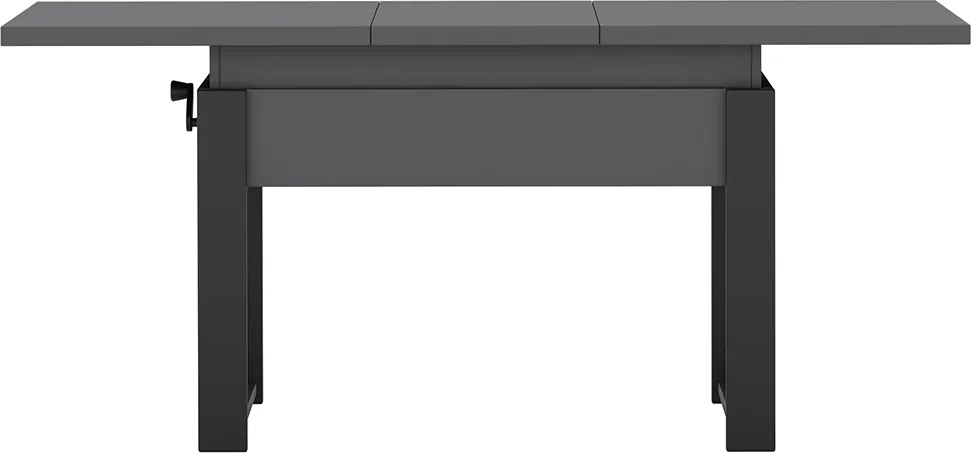 Rozkládací polohovací konferenční stolek HOGO 3v1 | 120-157x62,5-74,5x67 cm | síla horní desky 32 mm | tmavě šedá/černé nohy