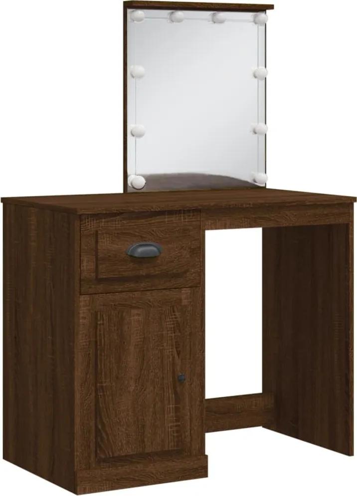 vidaXL Toaletní stolek s LED osvětlením 90 x 42 x 132,5 cm [834977] Barva: bílá s vysokým leskem