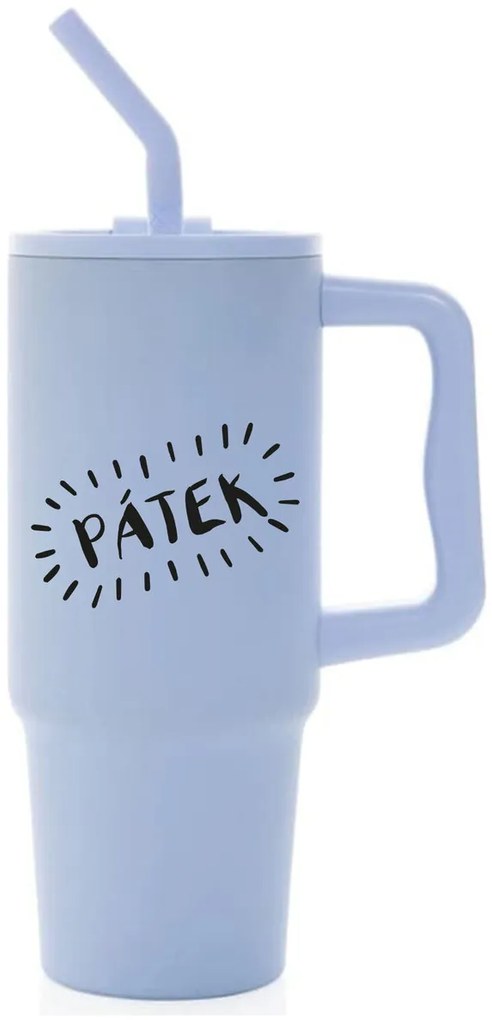 PÁTEK - světle modrý cestovní termohrnek 900 ml
