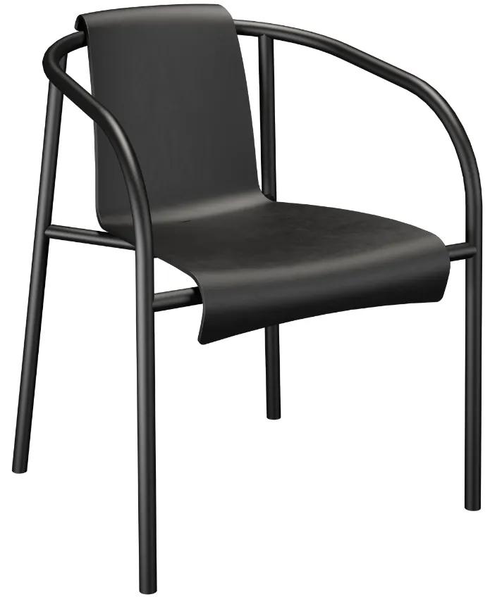 OnaDnes -20% Černá plastová zahradní židle HOUE Nami s područkami