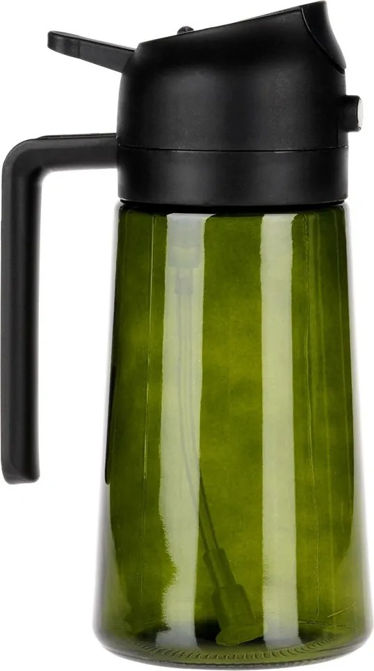 VILDE Skleněný rozprašovač a dávkovač na olej 2v1 450ml - zelené sklo