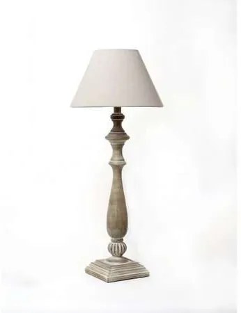 Soustružená lampa "antik" se světlým širmem, 87 cm - Ego dekor