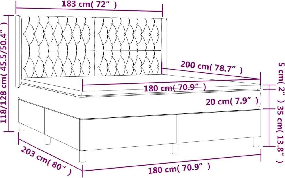 Box spring postel s matrací modrá 180x200 cm textil 3132255