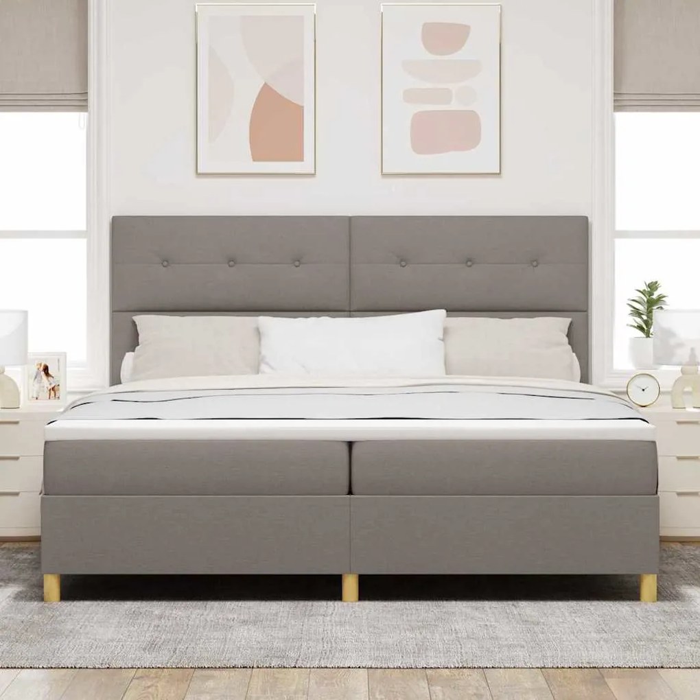 Postel s boxspringem s čelo Taupe 200 x 200 cm textil 3339648