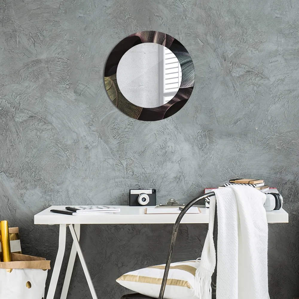 Kulaté dekorativní zrcadlo Tmavé tropické listy fi 50 cm
