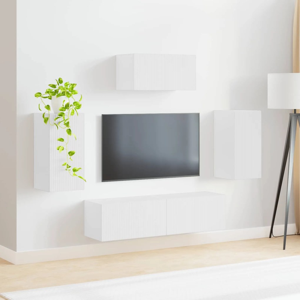 Sestava TV skříněk 5 ks Bílá Kompozitní dřevo 3409069