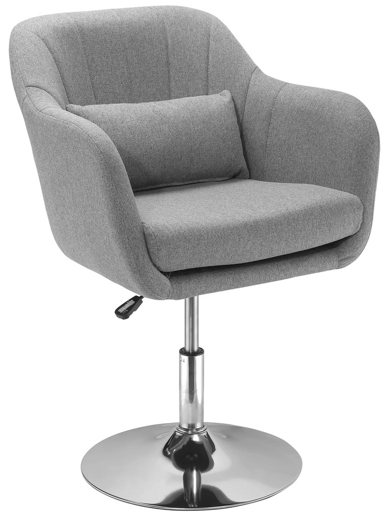HOMCOM otočná židle, výškově nastavitelná otočná židle, akcentní židle v retro designu, polohovací křeslo s opěradlem do obývacího pokoje, lněné, šed…