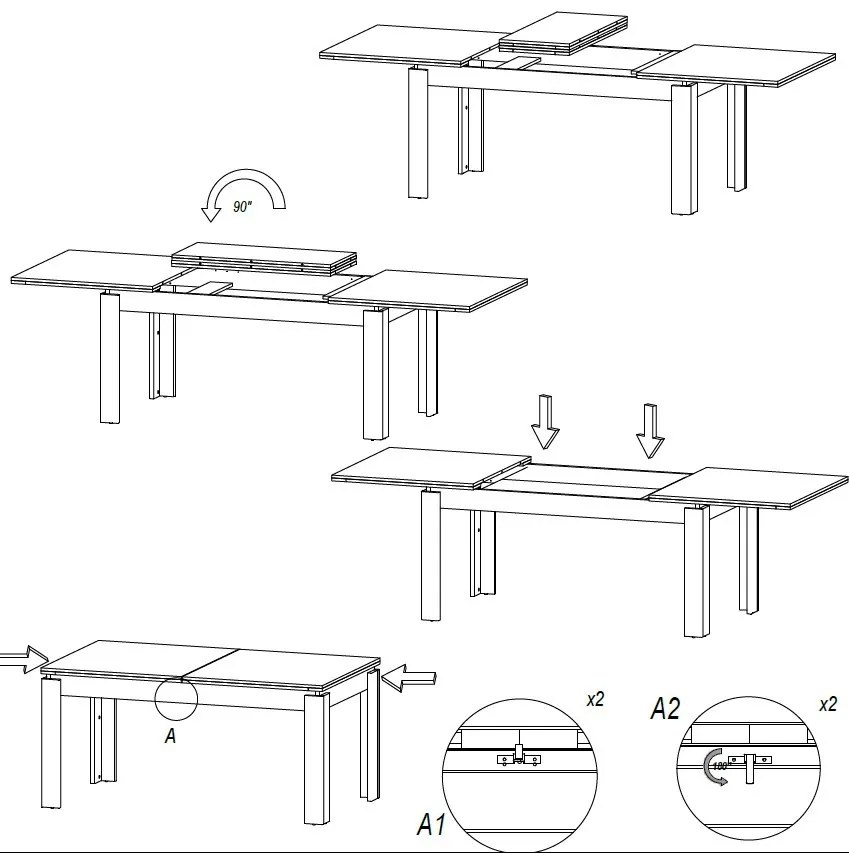 Rozkládací jídelní stůl Matera 160x90 cm, starý dub/bílá
