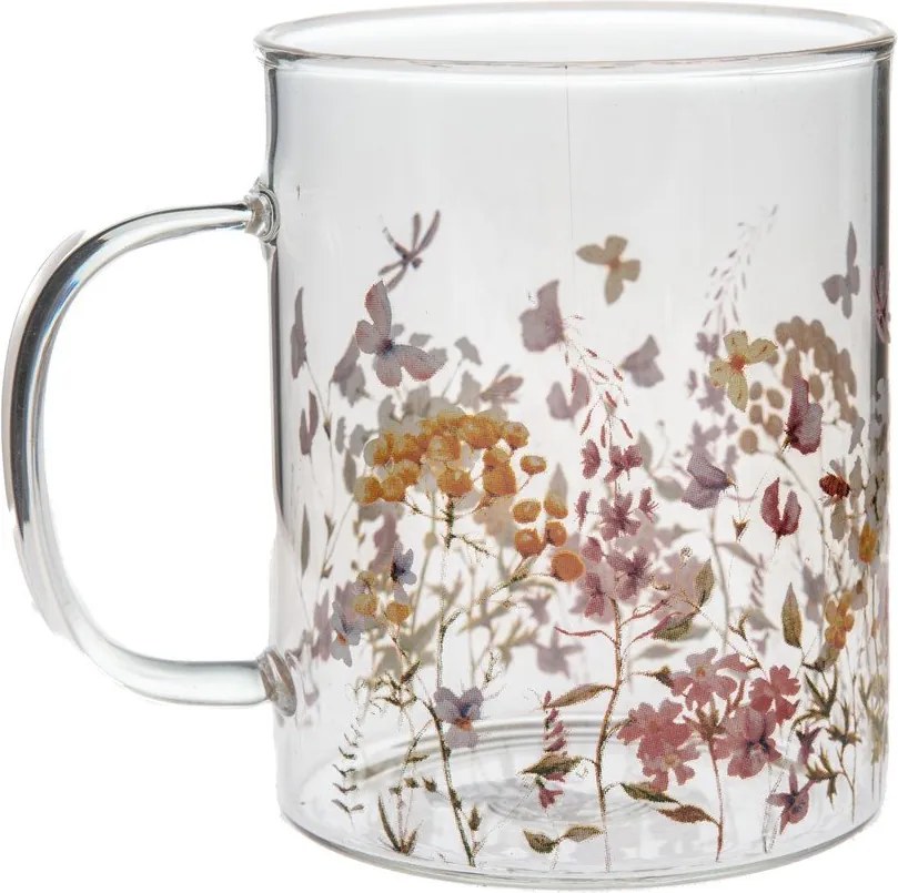 Skleněný hrnek 410 ml Flowers – Dakls