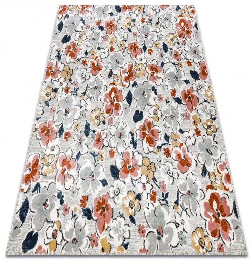 Dywany Łuszczów, Kusový koberec Botanic 65239 flowers grey – na ven i na doma, 157x220, vícebarevná, chodba / předsíň