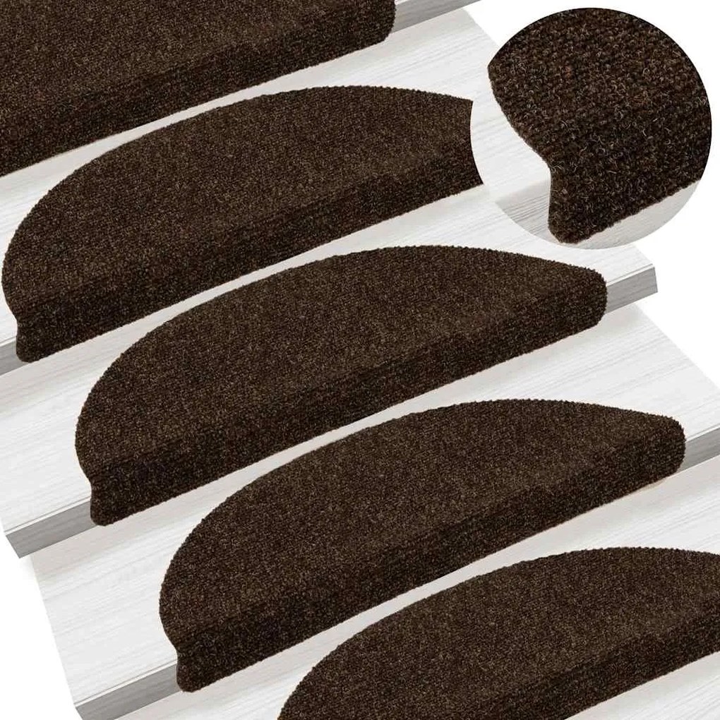 Schodové rohože samolepicí 10 ks 56 x 17 x 3 cm hnědé půlkulaté 149689