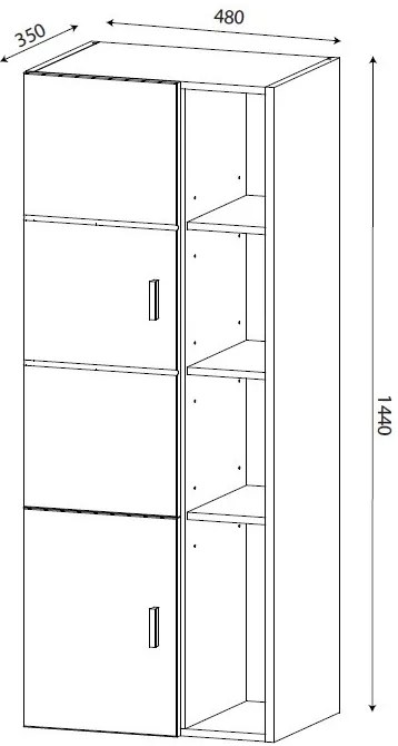 Závěsná skříňka s přihrádkami Grado, dub nox/šedá