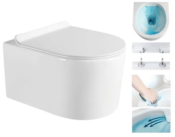 Mexen SOFIA Rimless závěsná wc mísa se sedátkem s pomalým zavíráním, 49 x 37 cm, bílá, 30544000