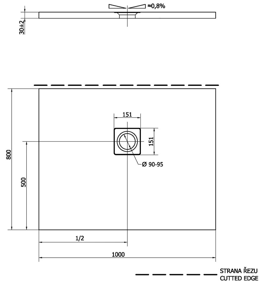 Polysan FLEXIA vanička z litého mramoru s možností úpravy rozměru, 100x80cm 72926