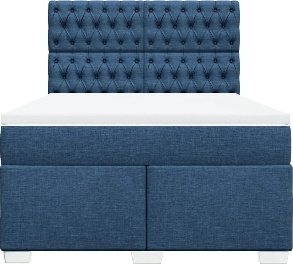 Box spring postel s matrací modrá 140x190 cm textil 3292796