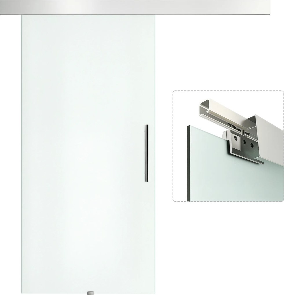 HOMCOM Posuvné skleněné pokojové dveře s madlem, jednostranně satinované 102,5x205 cm, moderní a elegantní pro obývací pokoje | Aosom.de