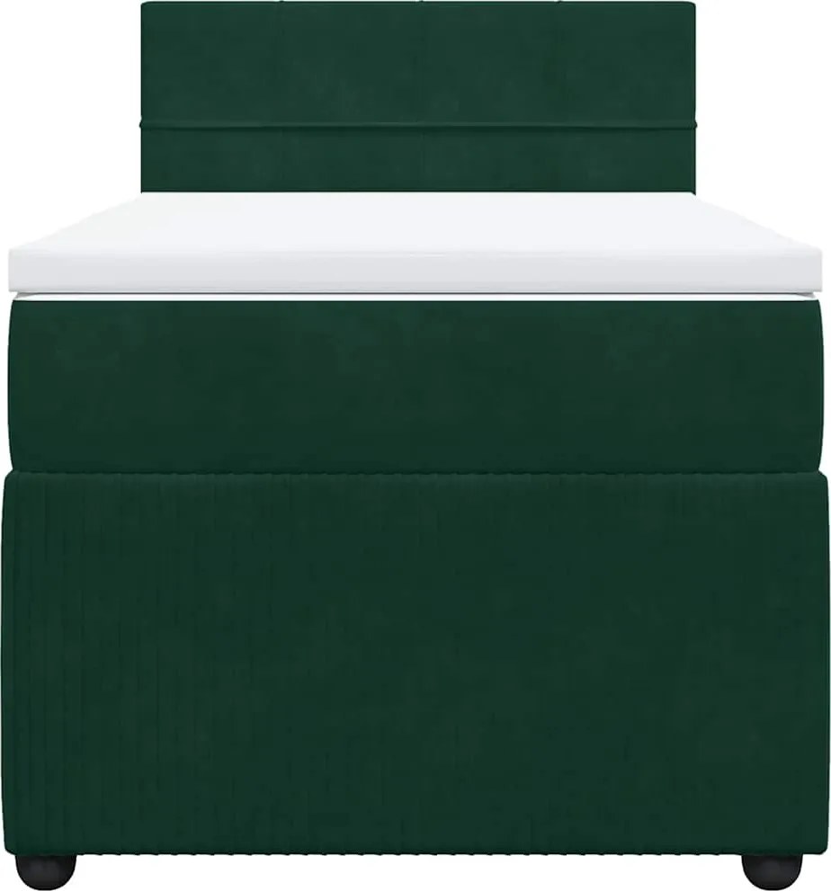 Box spring postel s matrací tmavě zelená 100x200 cm samet 3287665