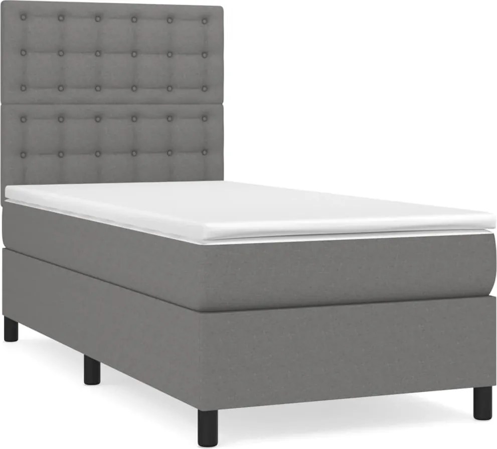 Box spring postel s matrací tmavě šedá 90x200 cm textil 3142066
