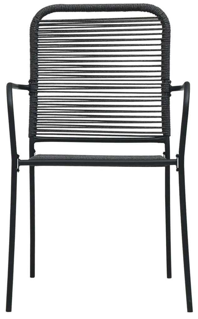 Zahradní židle 2 ks bavlněné provázky a ocel černé - Default Title