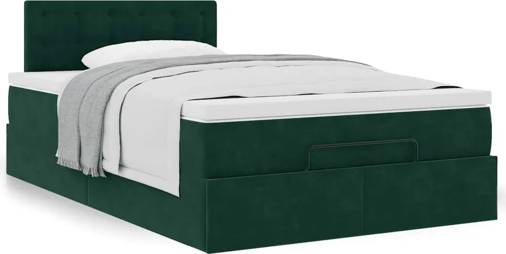 Osmanský rám postele s matrací tmavě zelená 120x200cm samet 3311912