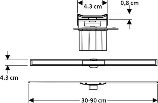 Geberit 154.450.KS.1 - Odtokový žlab CleanLine 90x4,3 cm nerez