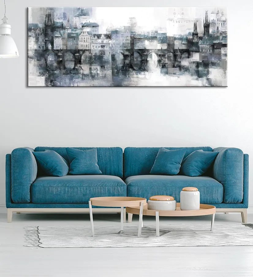 Obraz Staré Město pražské Blue Velikost (šířka x výška): 100x40 cm