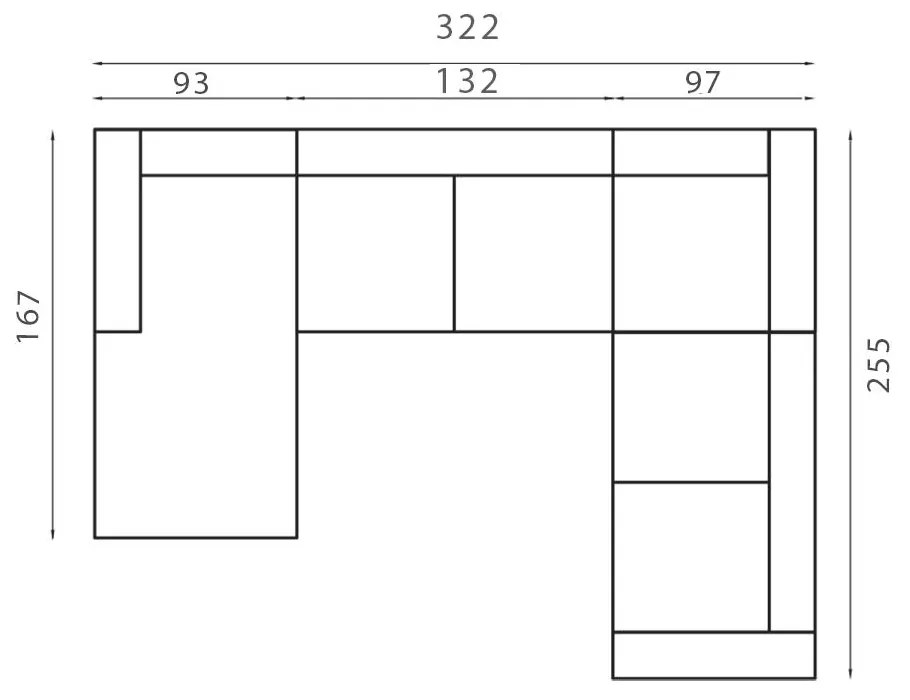 Sedací souprava VENTO U | 167x322x255 | VÝBĚR TKANIN | s úložným prostorem a rozkladem