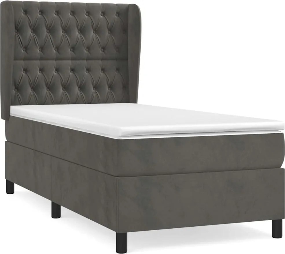 Box spring postel s matrací tmavě šedá 80 x 200 cm samet 3129358