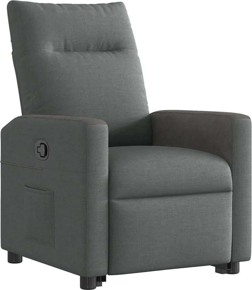 Zvedací polohovací křeslo tmavě šedé textil 3324053