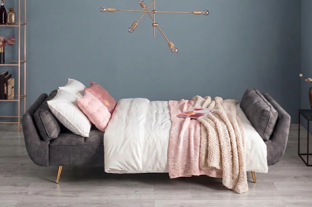 Designová rozkládací pohovka Bailey 215 cm tmavě šedý samet