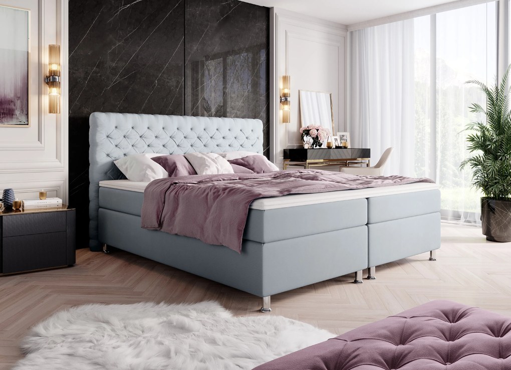 K&M postele Boxspring postel Luxury Dream bez úložného prostoru Velikost postele: 180 × 200 cm, Výběr matrace: Oboustranná pružinová matrace - středn…