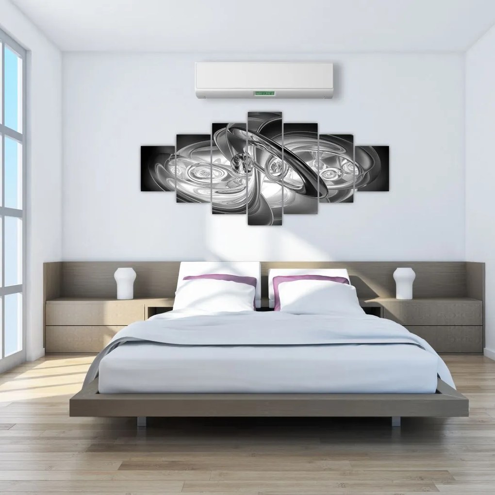Obraz moderní šedé abstrakce (210x100 cm)