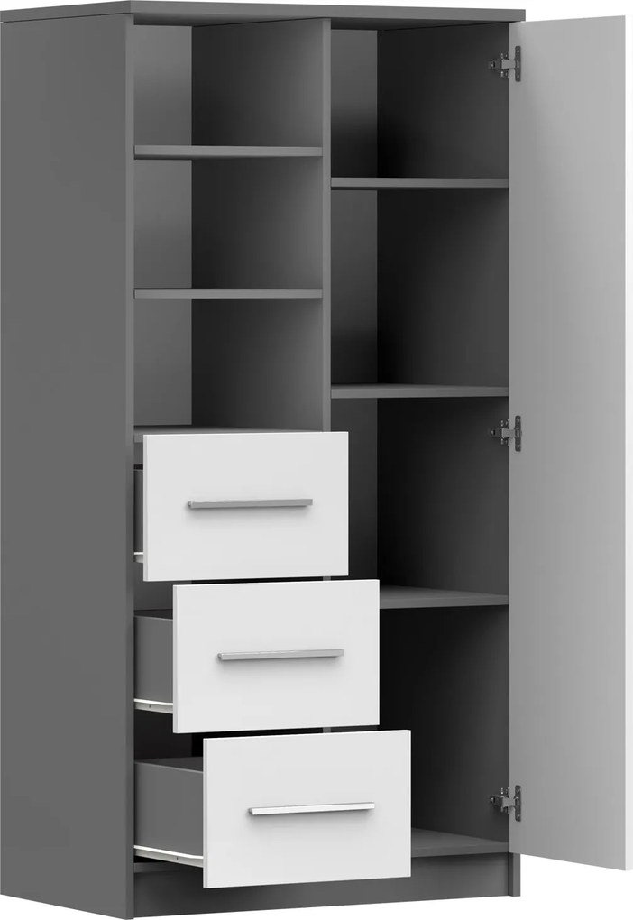 IDZ Knihovna SMYK II 3S1D 05, 80 cm Bílá/Grafit