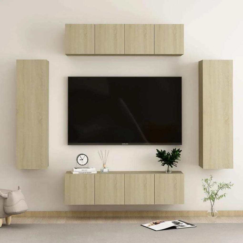 vidaXL 6dílný set TV skříněk kompozitní dřevo [3078979] Barva: Betonová šedá