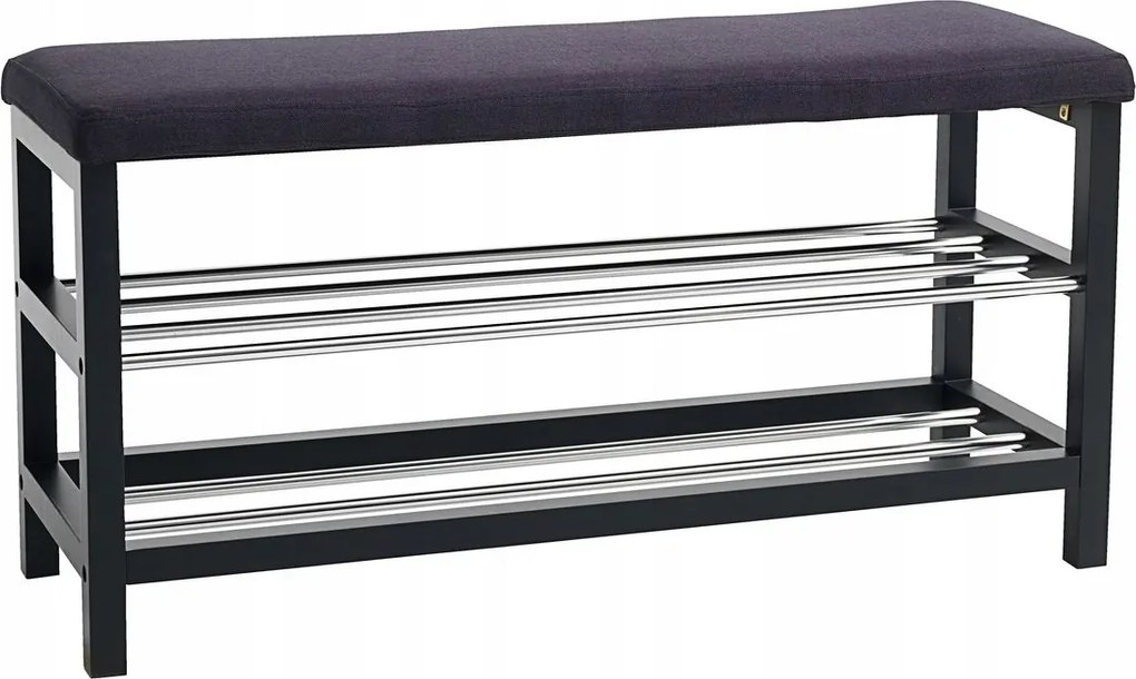 Regálová police botník ze dřeva, černá, 2 ks