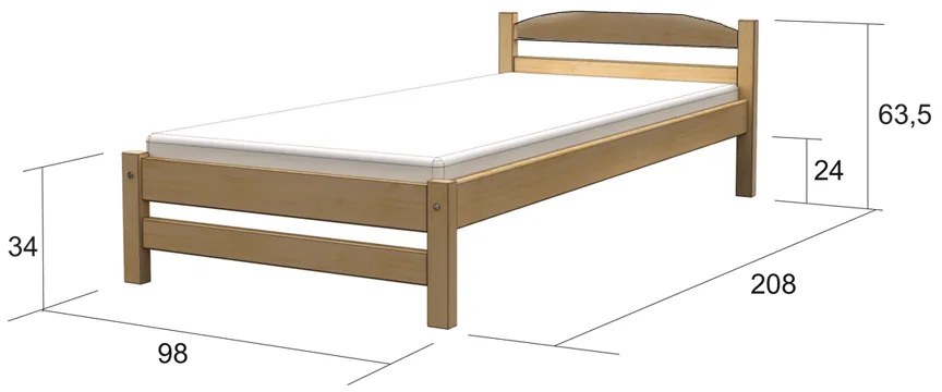 Via-nábytek Postel BART masiv borovice 120 x 200 Povrchová úprava postele: Borovice (lakovaná)