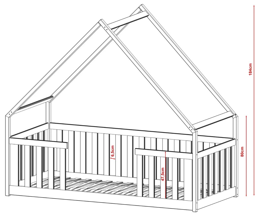 Legno Dětská postel ve tvaru domku Beata grafit Rozměr (cm): 80x200